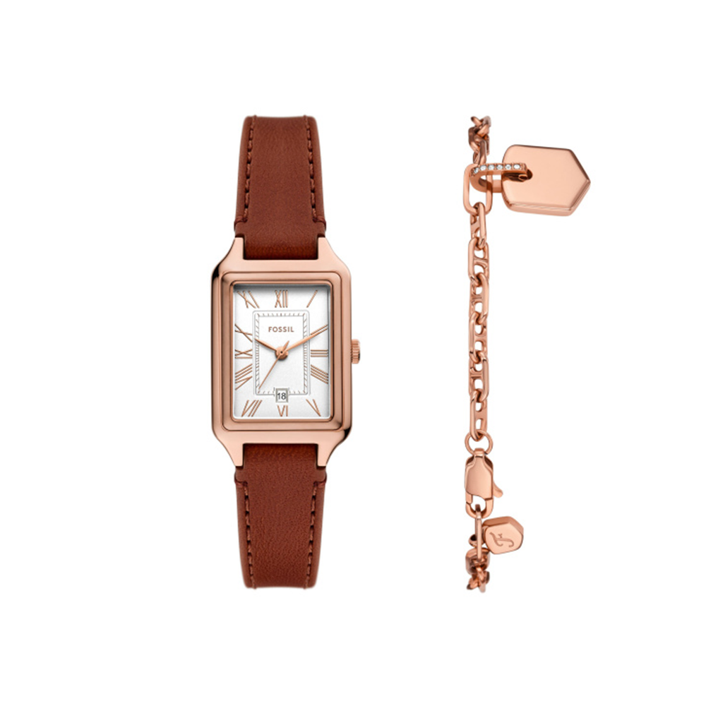Fattal Beauty – Buy Fossil Raquel Three-Hand Date Medium Brown Leather Watch and Bracelet Set in ...